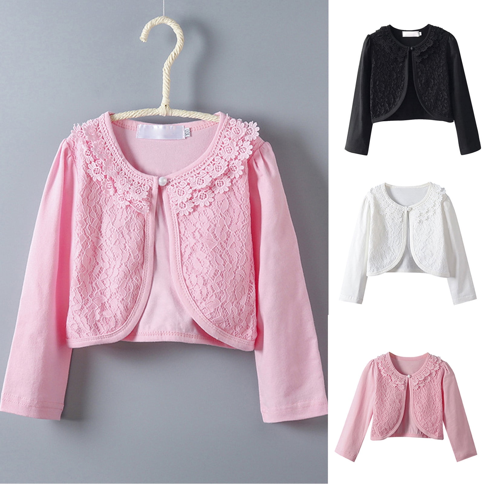 Utoimkio Toddler Baby Girls Knit Cropped Bolero Shrug Lace Cardigan ...