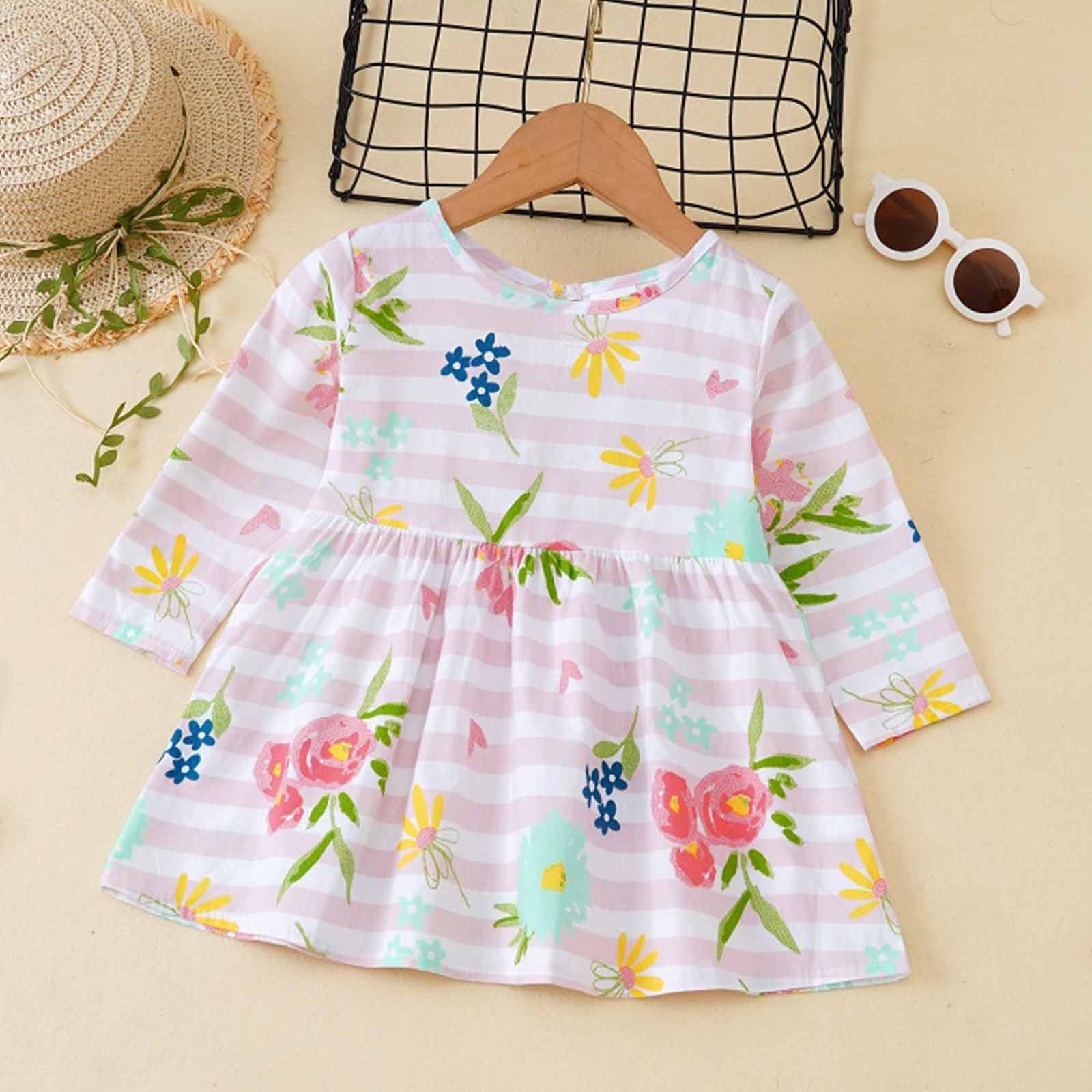 Utoimkio Toddler Girl Summer Fall Floral Dress Baby Girls Sundress Girls Casual Clothes Dress ...