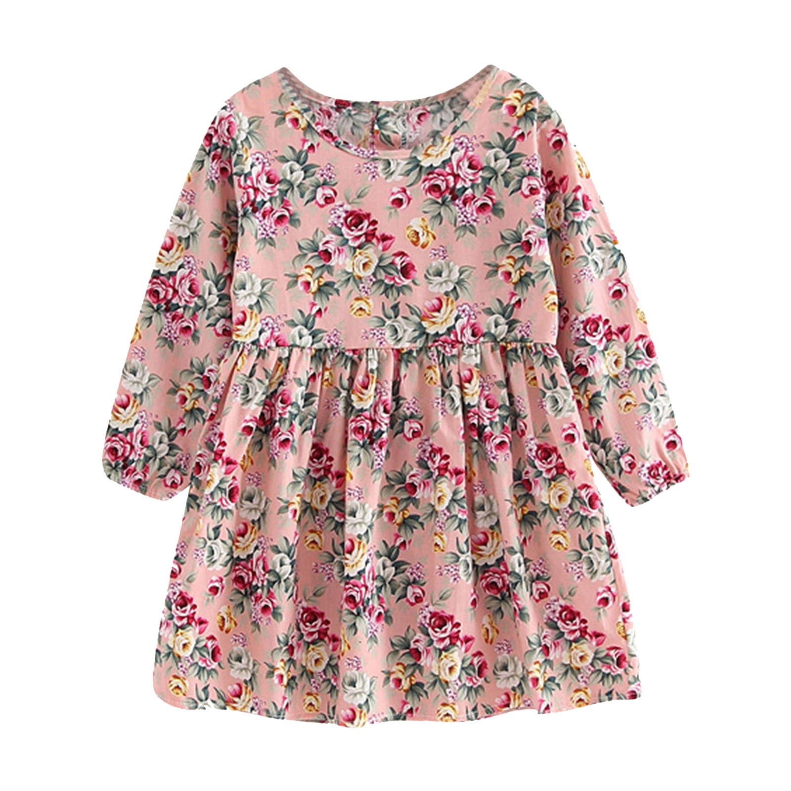 Utoimkio Toddler Kids Baby Girls Floral Print Princess Dresses Casual A-Line Ruffles Party Dress ...
