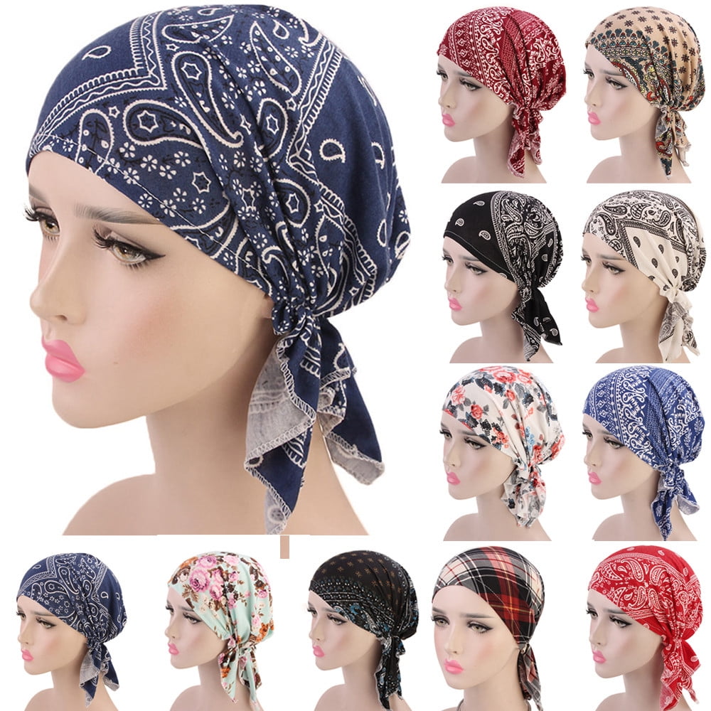 Utoimkio Women Vintage Ethnic Style Head Scarf Pre-Tied Head Scarves ...