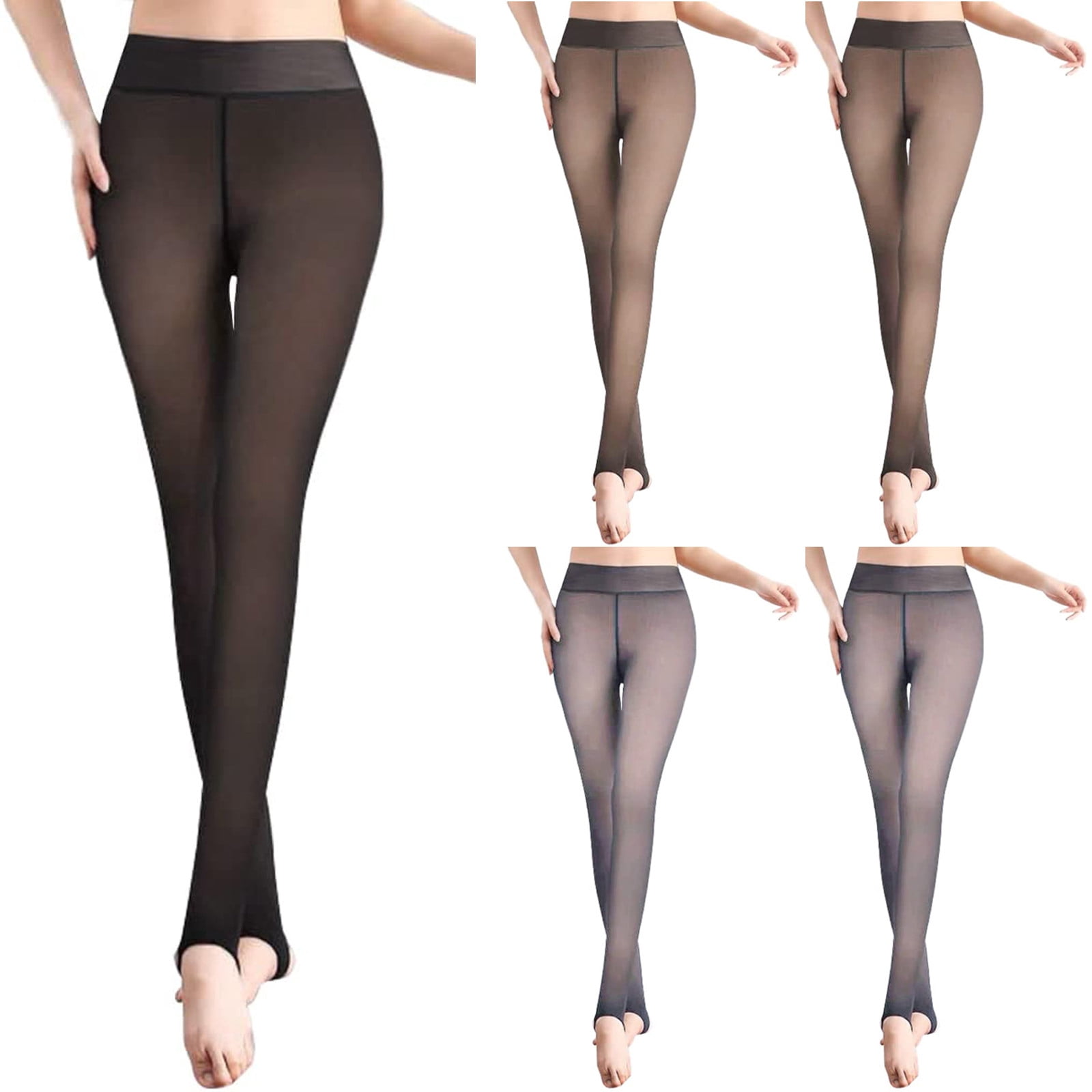 Utoimkio Women Warm Translucent Pantyhose Fleece Lined Tights Warm Thin ...