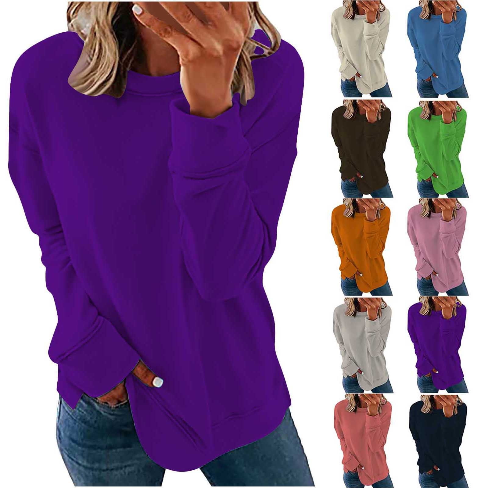 Utoimkio Women's 2023 Casual Crewneck Sweatshirts Long Sleeve Loose ...