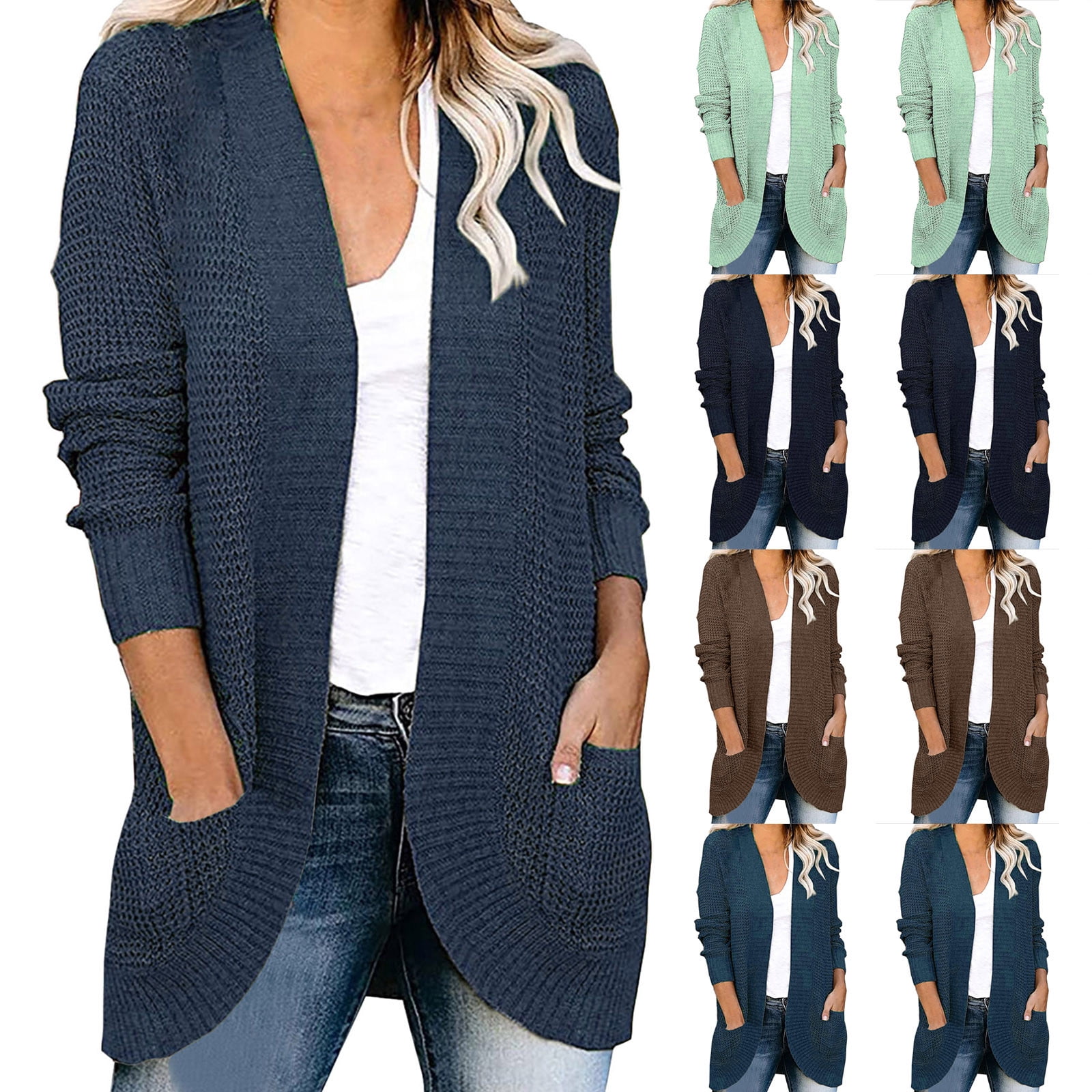 Utoimkio Women's Cardigan Sweaters Open Front Long Sleeve Chunky Cable ...