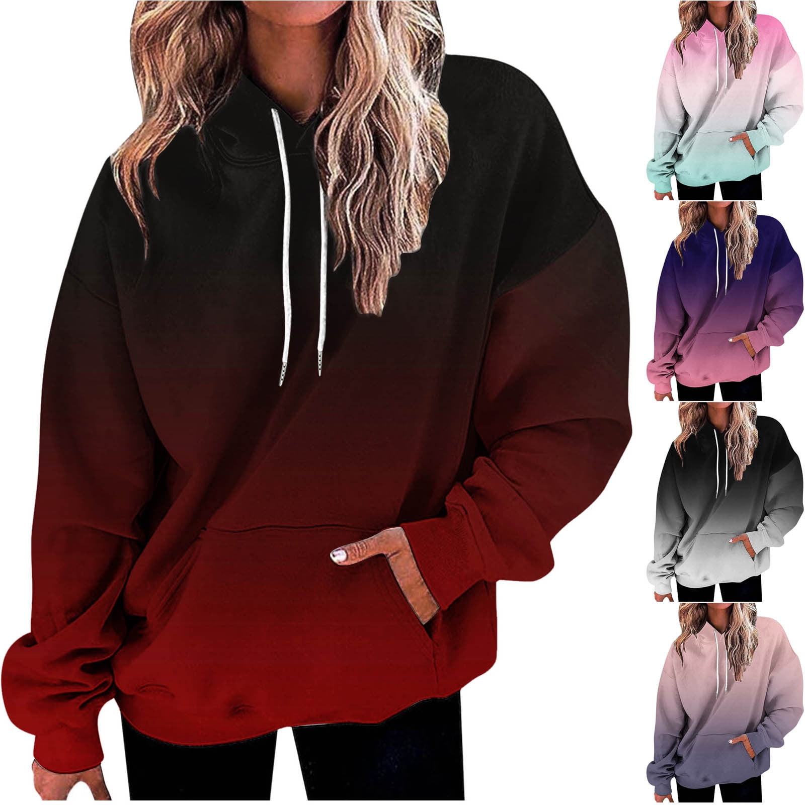 Utoimkio Women's Casual Hoodies Pullover Drawstring Long Sleeve ...