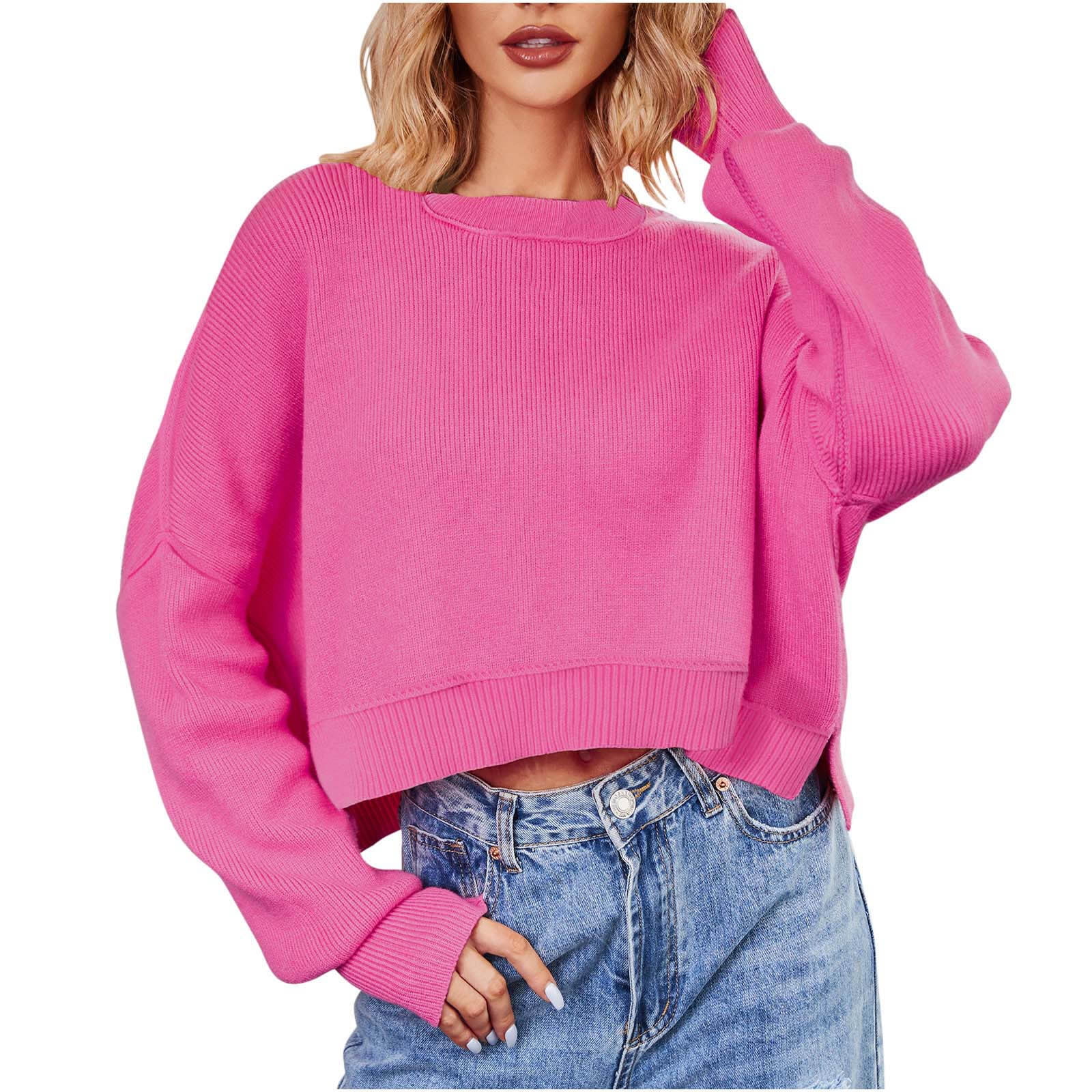 Utoimkio Women's Knit Cropped Sweater Pullover Square Collar Long ...