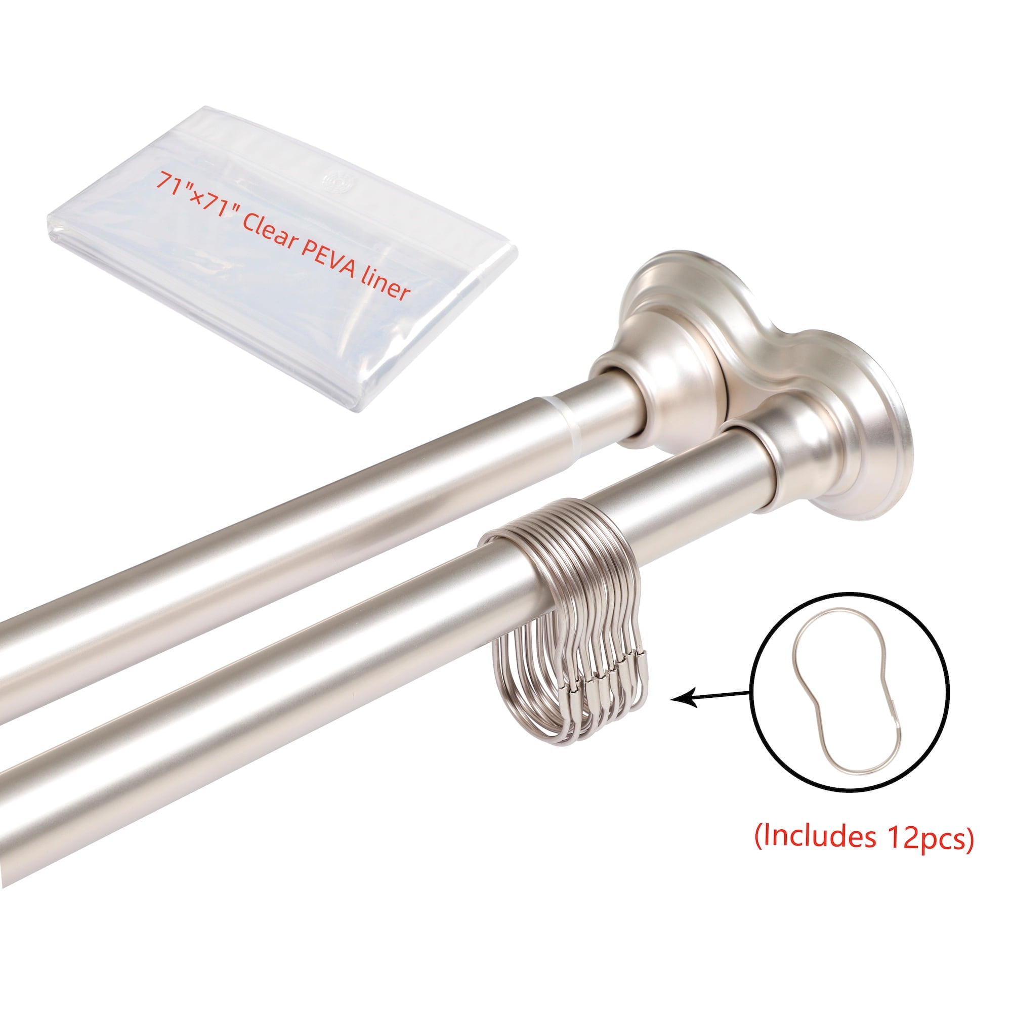 Utopia Alley Adjustable 72-In Double Shower Curtain Tension Rods - Rust ...