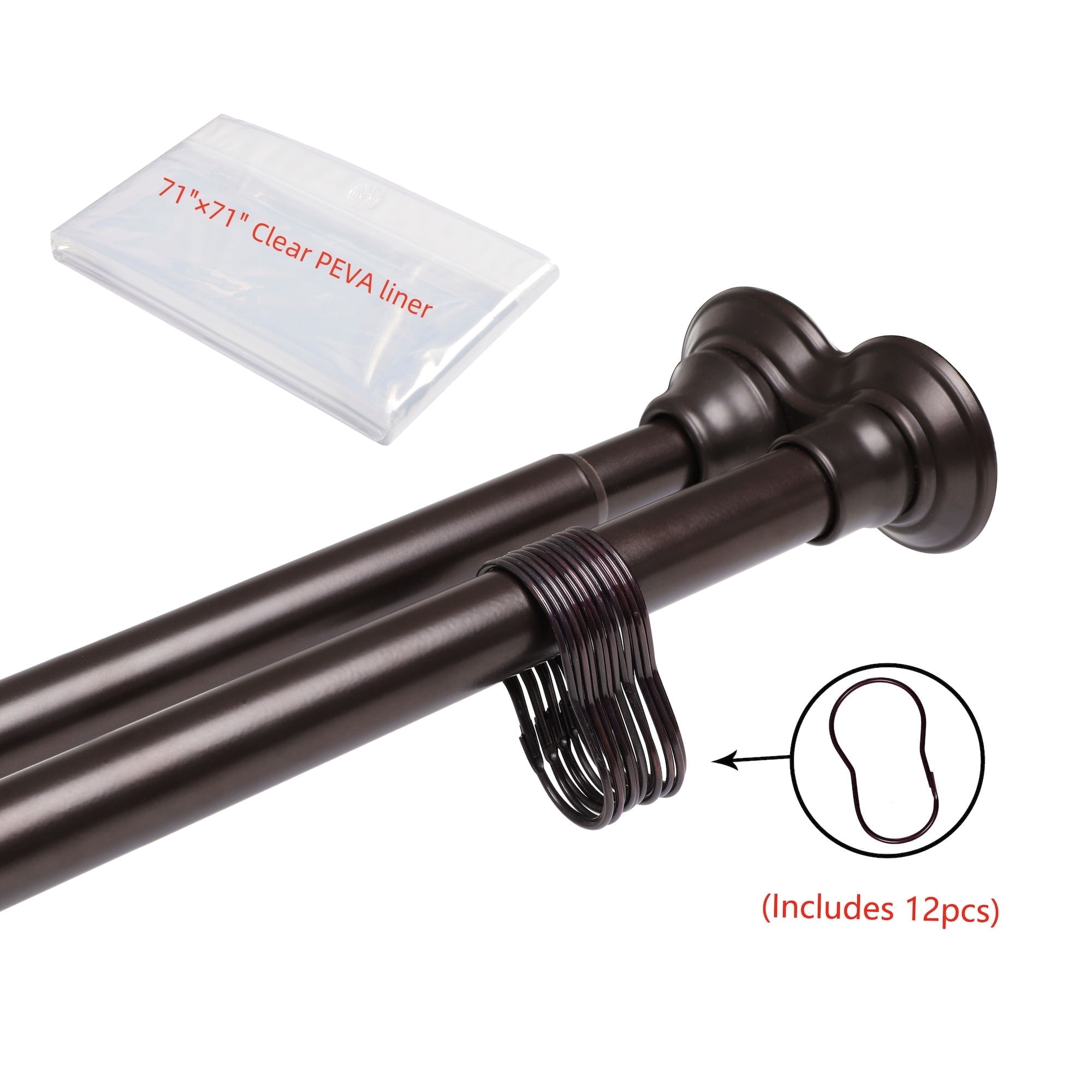 Utopia Alley Adjustable 72-In Double Shower Curtain Tension Rods - Rust ...