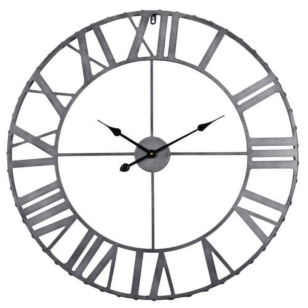 Utopia Alley Rustic Industrial Wall Clock, Large 32" Roman, Pewter ...