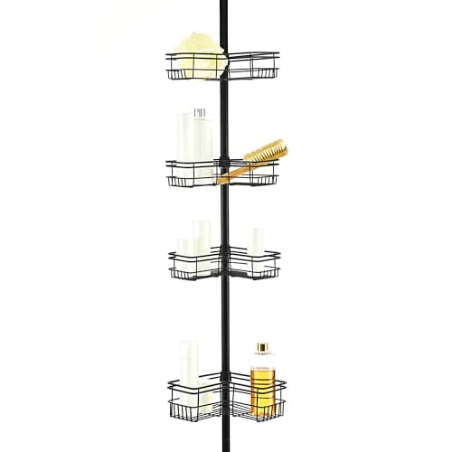 Utopia Alley Rust-Resistant Shower Tension Pole Caddy, Matte Black ...