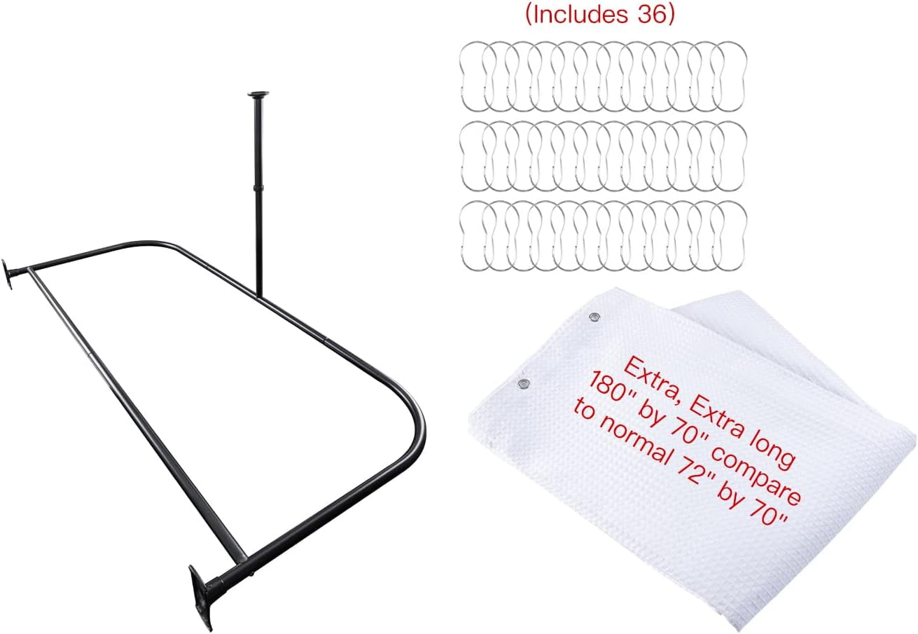 Utopia Alley Rustproof Aluminum Shower Curtain Rod | D-Shape Shower Rod ...