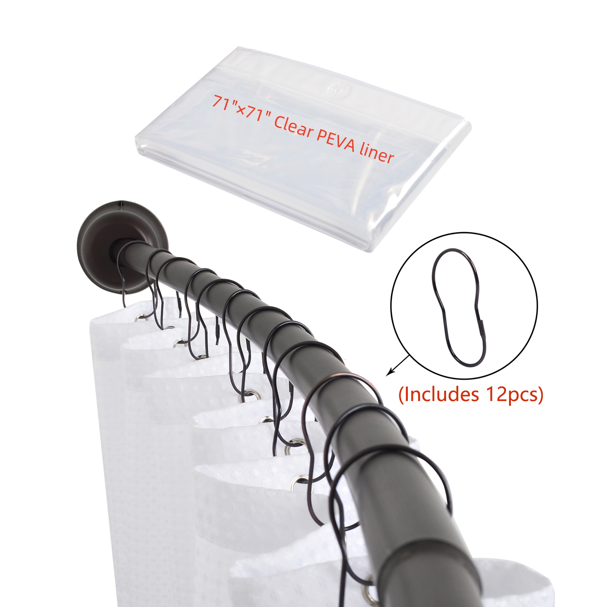 Utopia Alley Rustproof Fixed Mount Single Curved Shower Rod, Aluminum ...