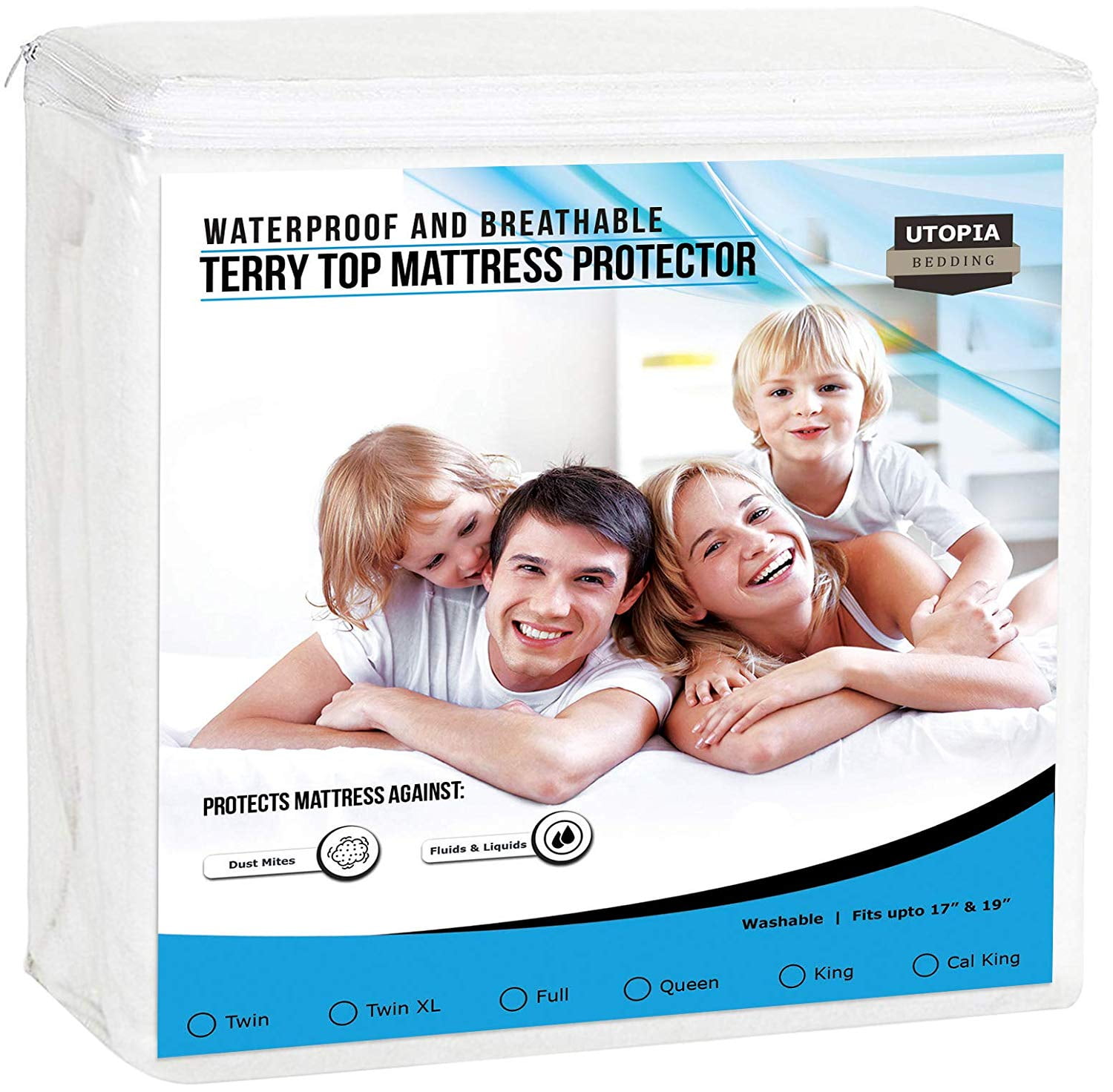 Utopia Bedding King Size Waterproof Terry Mattress Protector, 200 GSM ...