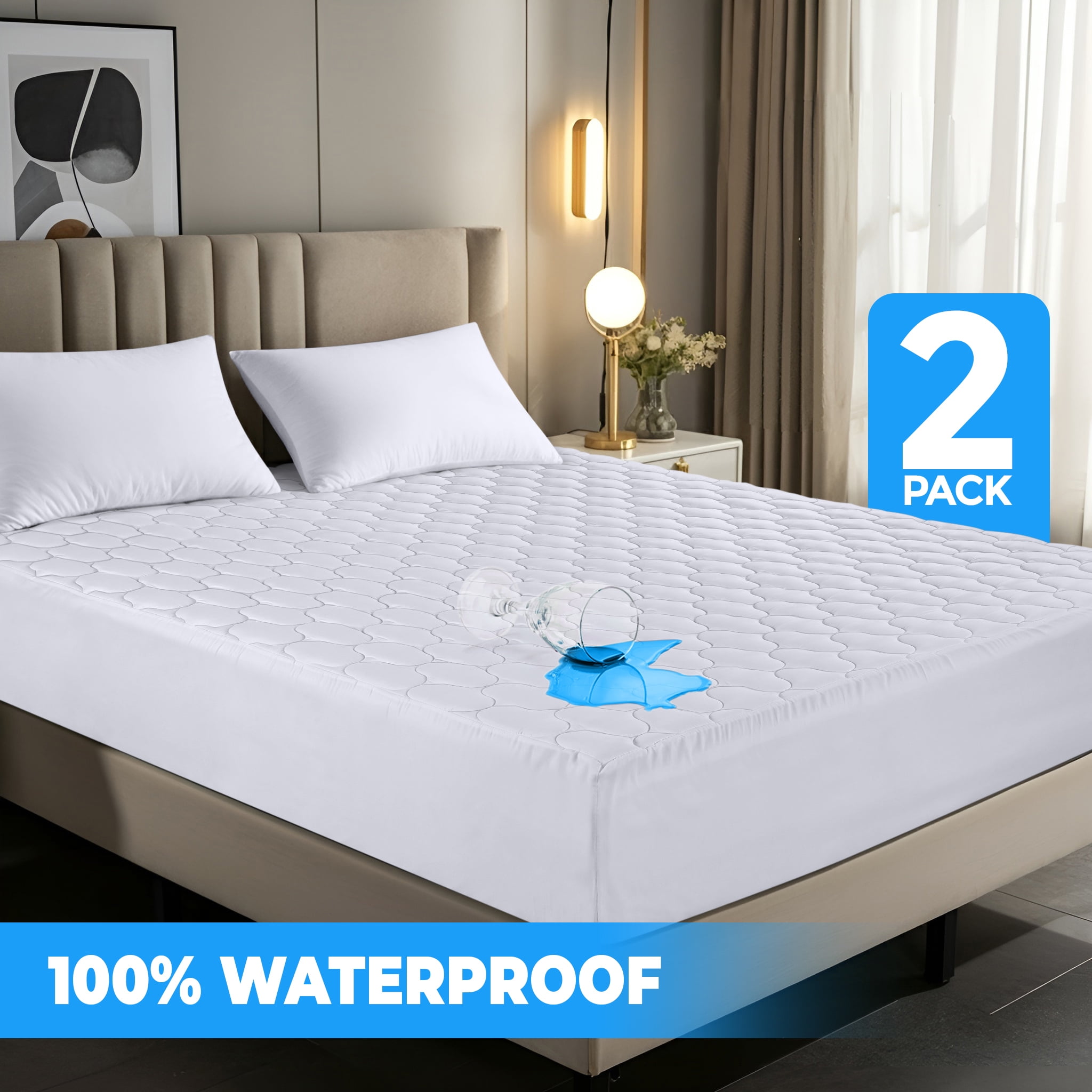 Utopia Bedding Quilted Mattress Protector Full Size White Pack of 2 ...
