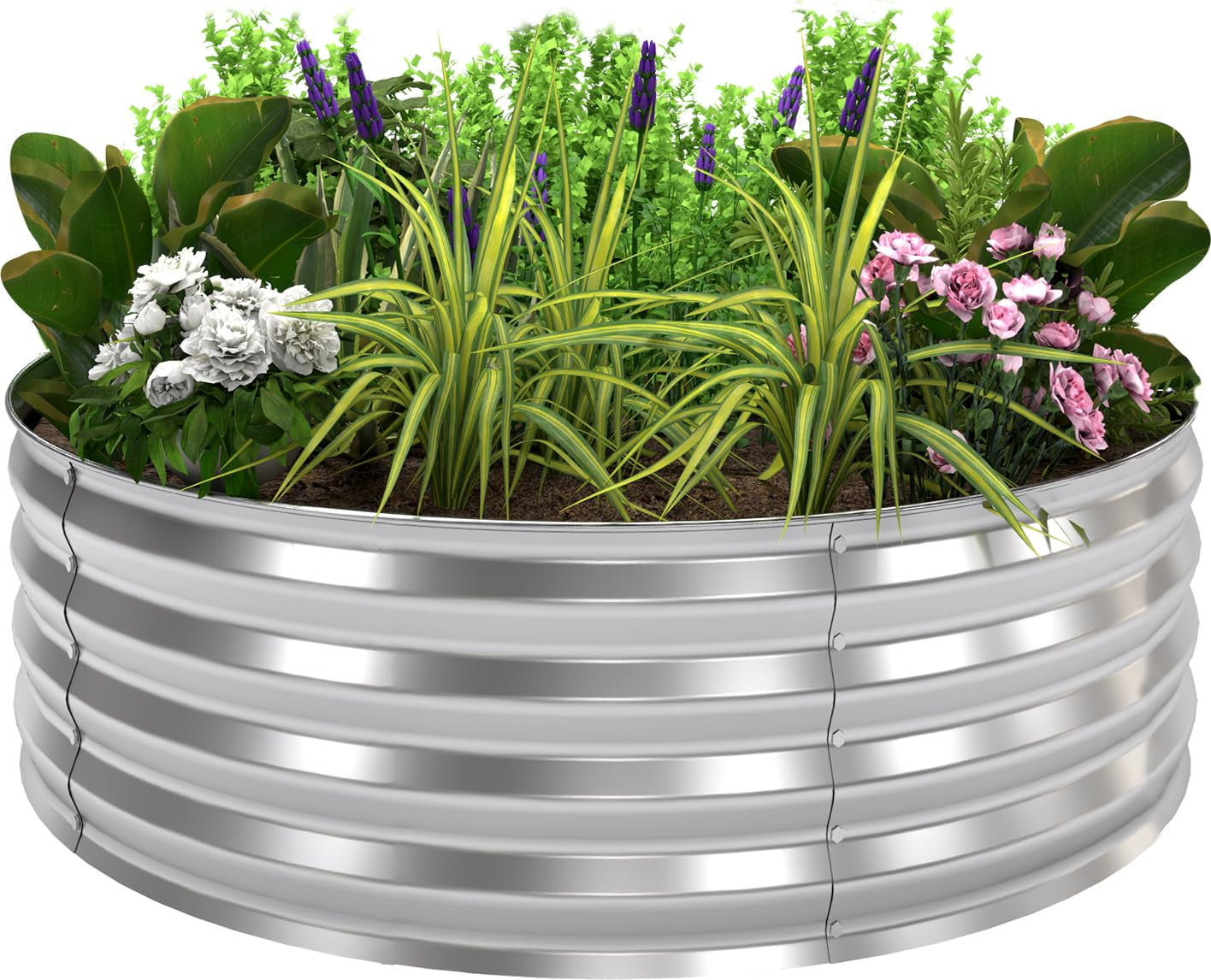 Utopia Home 2x2x1ft Galvanized Raised Garden Bed, Round Metal Planter ...