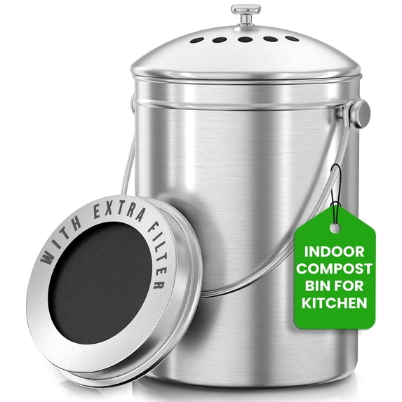 Utopia Kitchen Compost Bin for Kitchen Countertop, 1.3 Gallon Compost ...