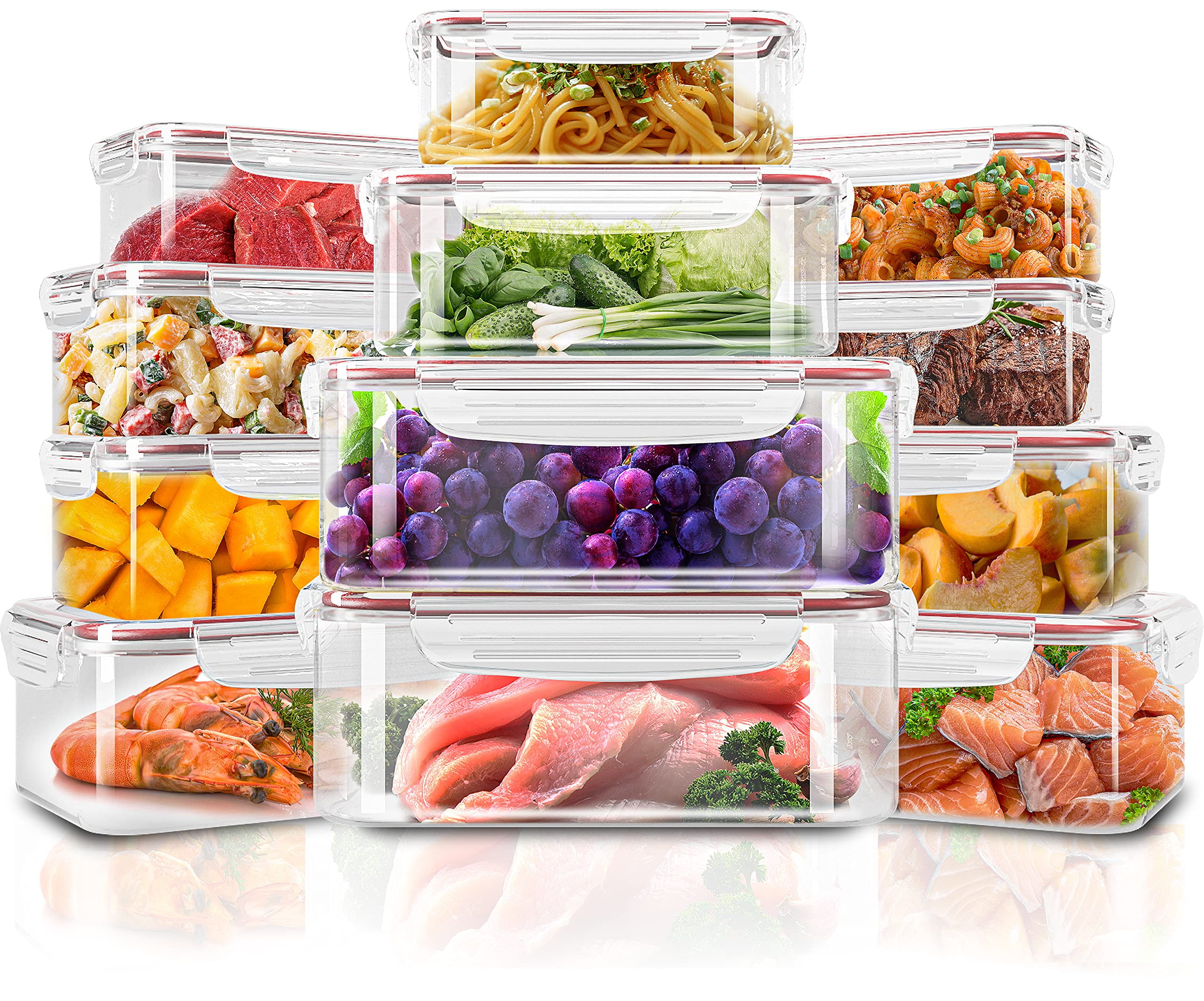 Utopia Kitchen Plastic Food Storage Container Set with Airtight Lids ...
