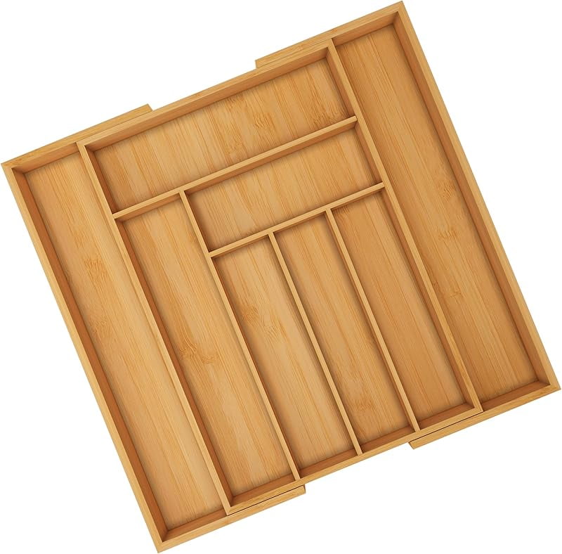 Utopia Kitchen Silverware Organizer, Expandable Bamboo Utensil Drawer ...