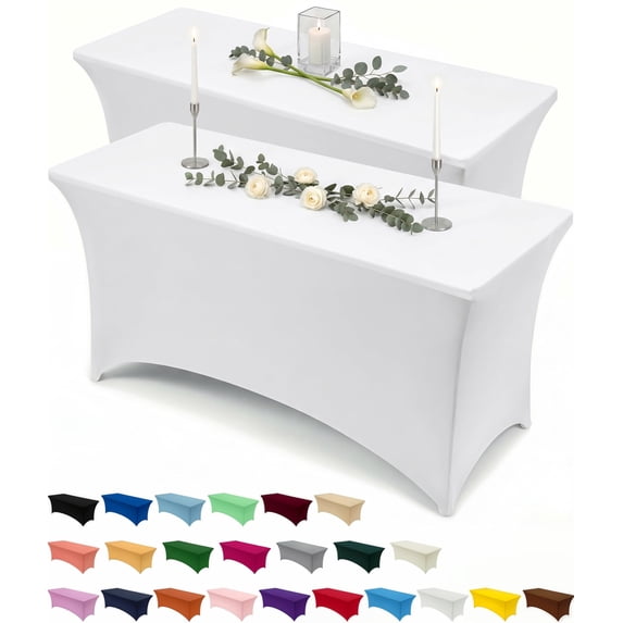 Utopia Kitchen Spandex Tablecloth 2 Pack [4FT, White] Tight, Fitted ...