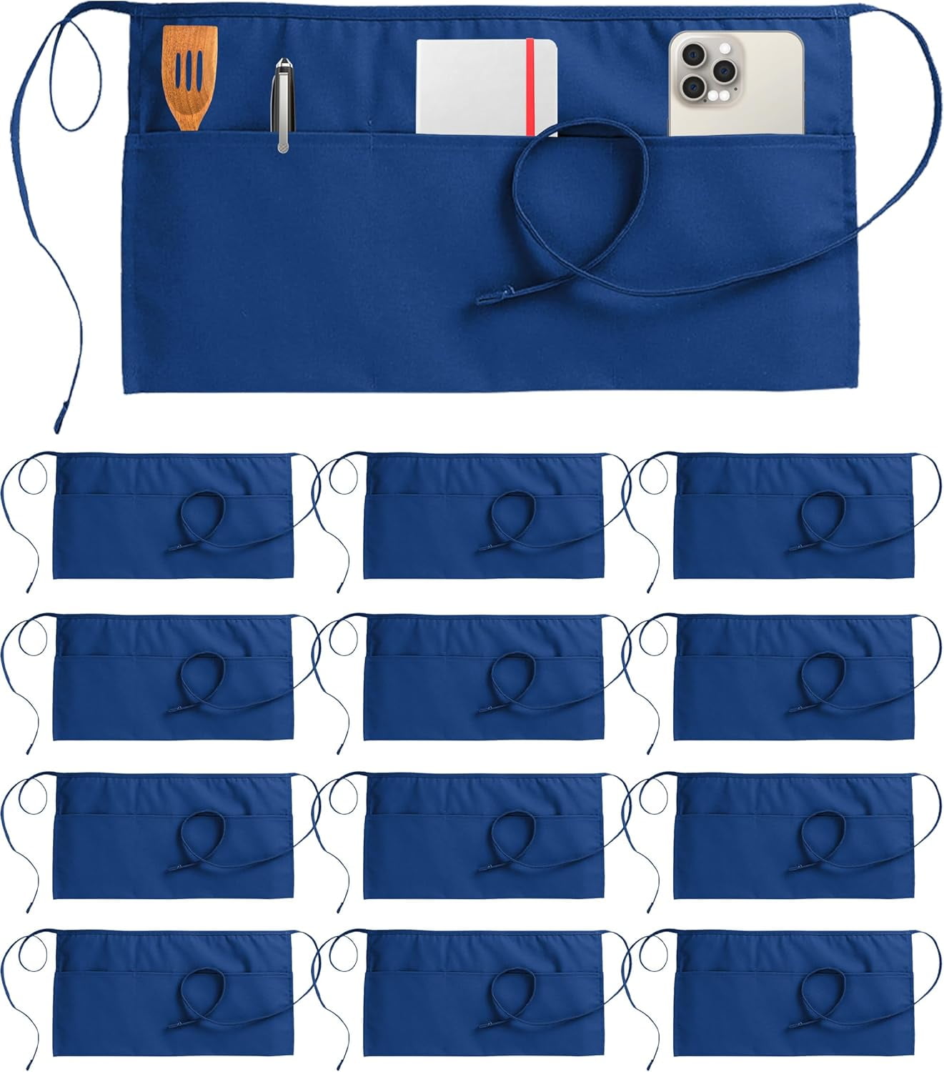 Utopia Wear 12 Pack Server Apron with 3 Pockets, Waist Apron for Waiter ...