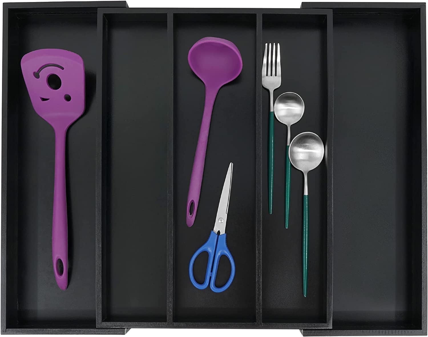 Utoplike Bamboo Expandable Drawer Organizer, Adjustable Utensil Holder ...
