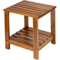 Utoplike, Teak Outdoor Side Table, 13"D x 16"W x 17.5"H, Double Layer ...