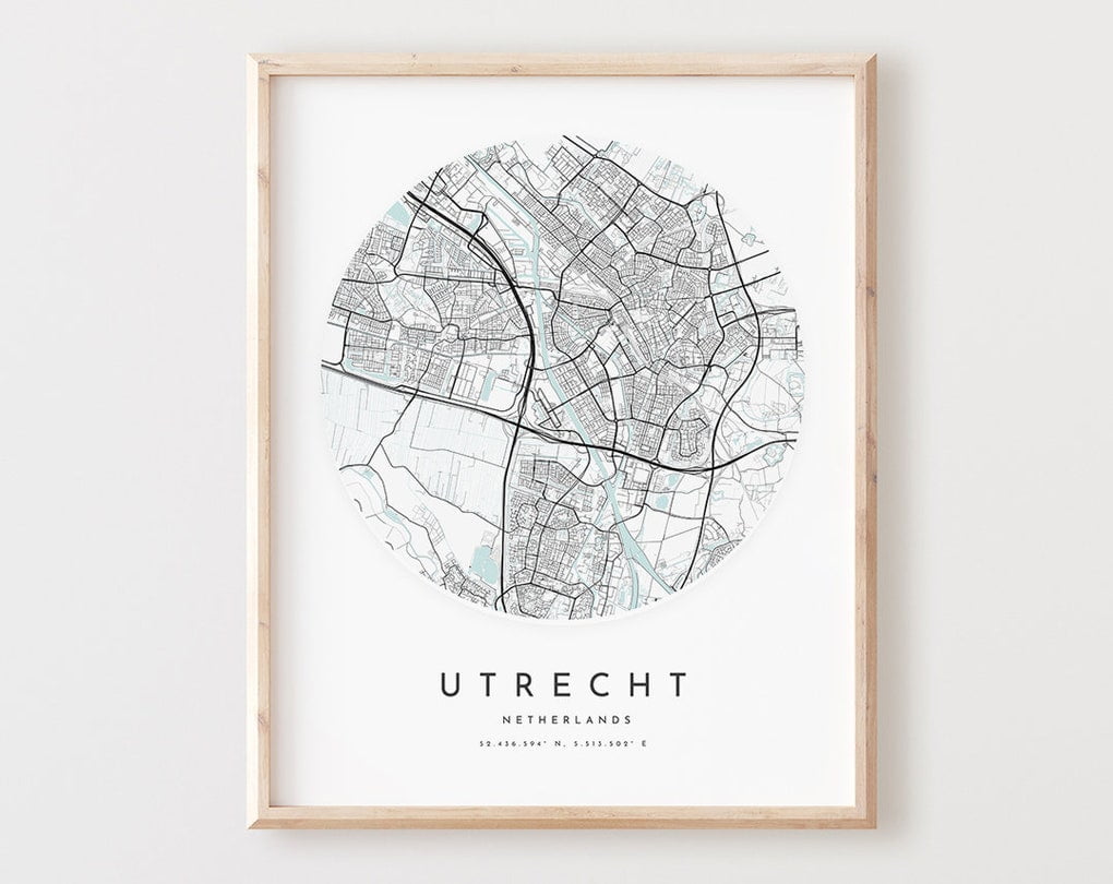 Utrecht Map Print, Utrecht Map Poster City Wall Art, Utrecht Road Map ...