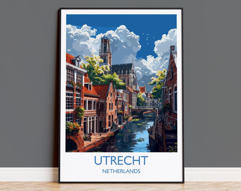 Utrecht Travel Poster, Travel Print Of Utrecht, Netherlands, Dutch Art ...
