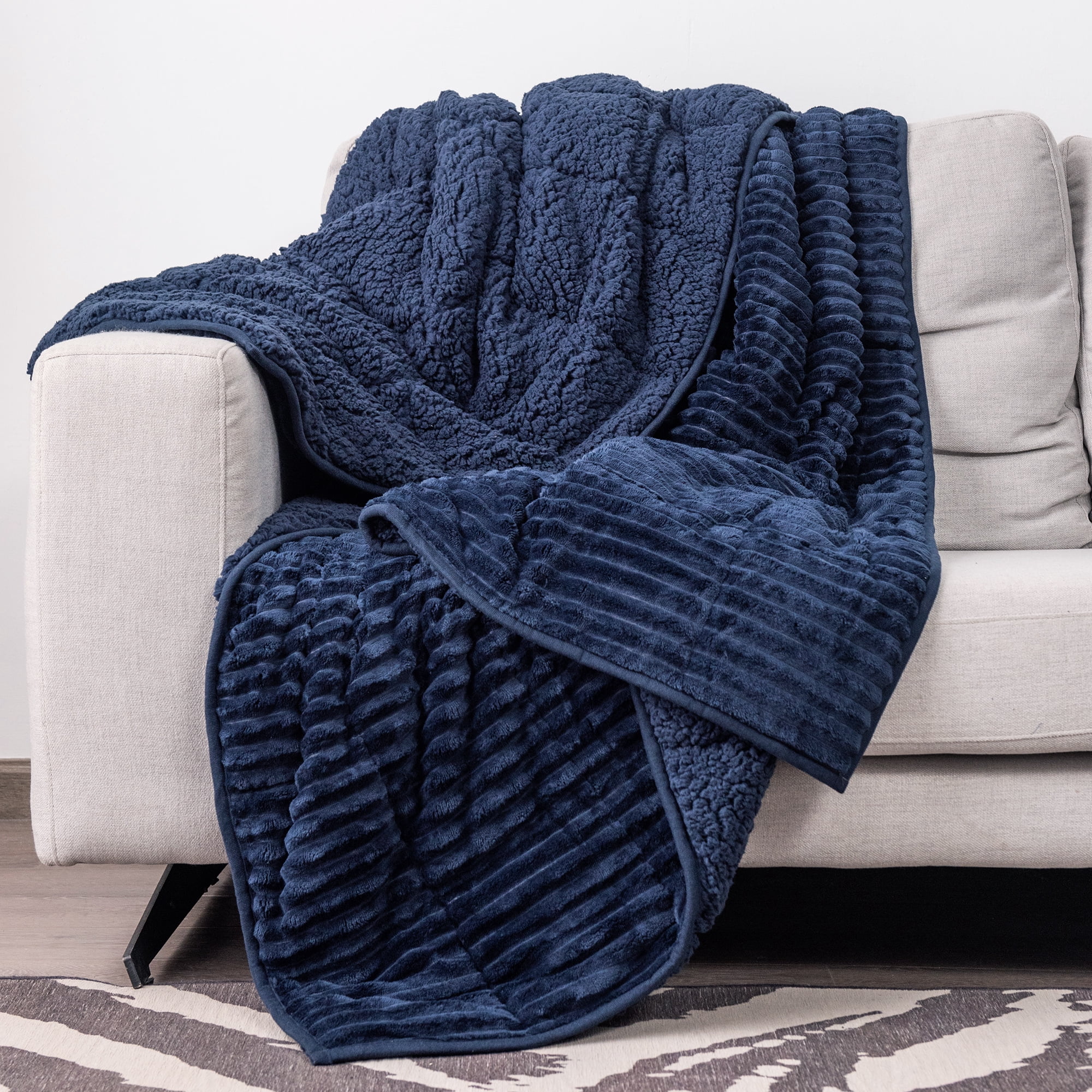 Uttermara Sherpa Fleece 15 lbs Weighted Blanket, Twin Size, Ultra Soft ...