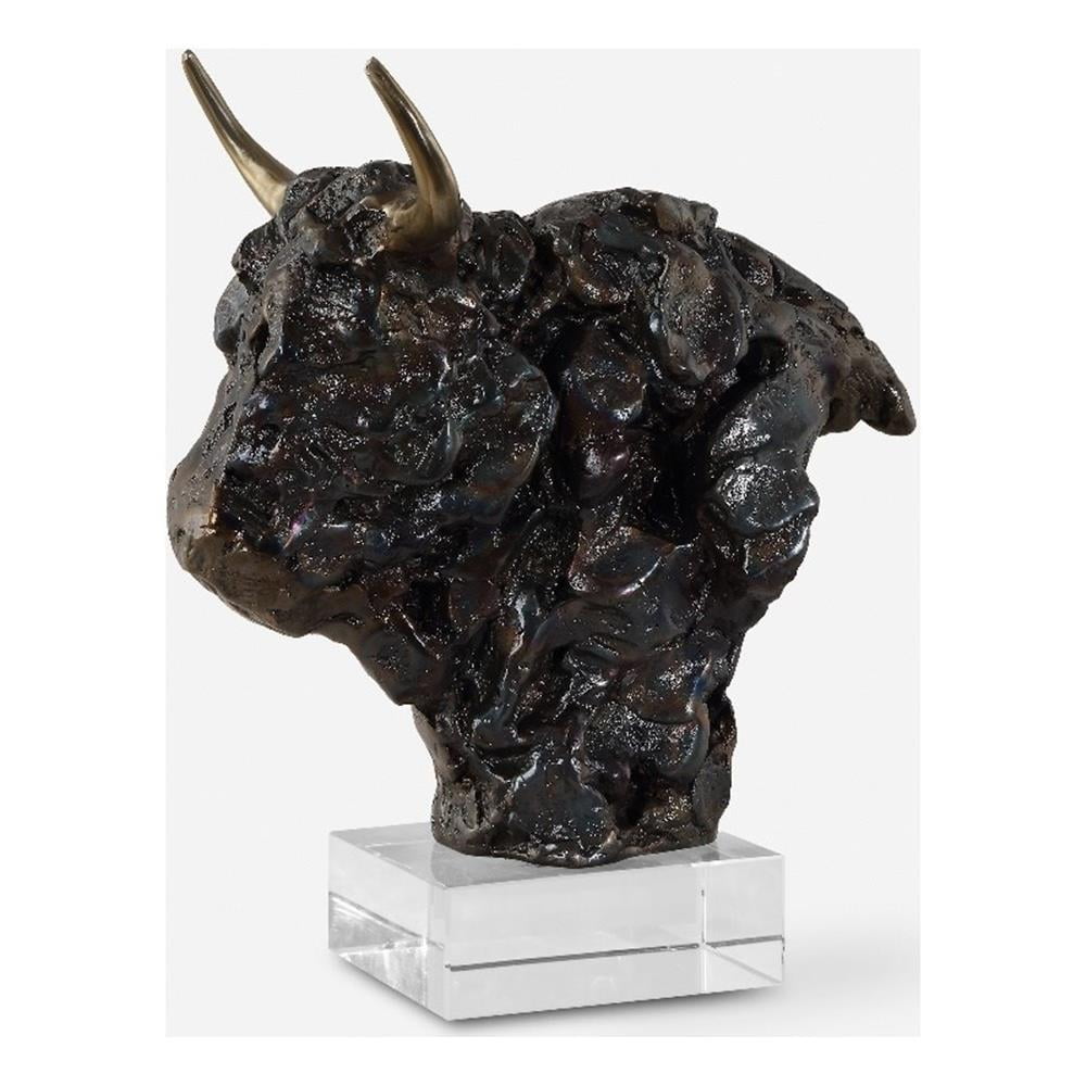 Uttermost 18148 Bison Cast Iron Animal Bust Sculpture - Bronze ...
