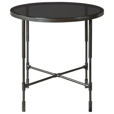 Decmode - Contemporary 20 x 24 inch round metal and mirror table ...
