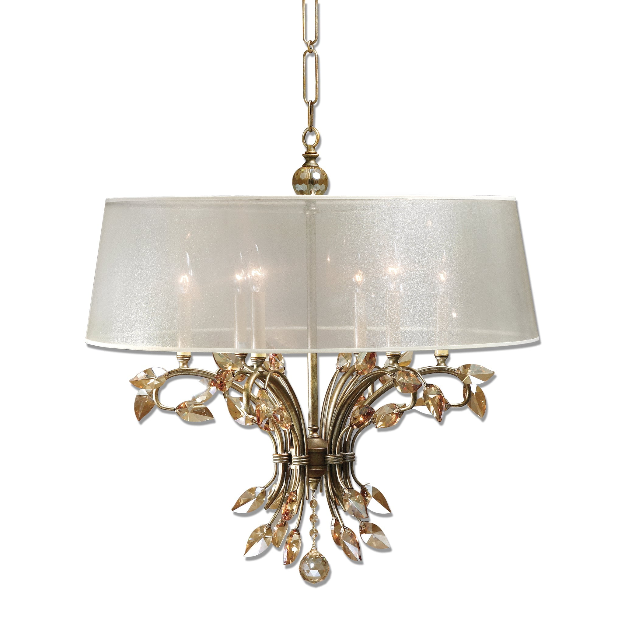 Uttermost Alenya 6-Light Metal Crystal Fabric Shade Chandelier in ...