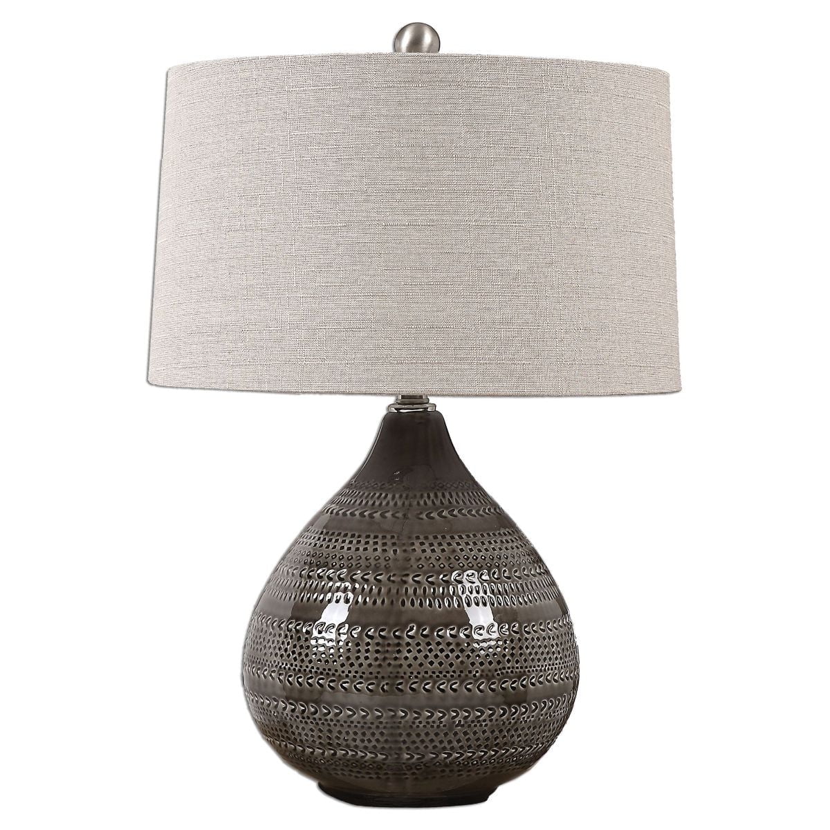 Uttermost Batova Mid-Century Ceramic Metal and Fabric Lamp in Gray ...