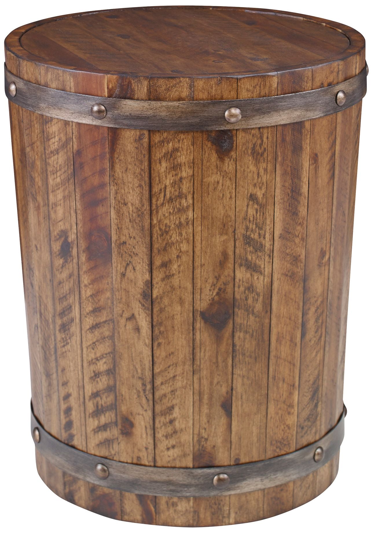 Uttermost Ceylon 19" Round Wood and Metal Wine Barrel Accent End Table in Walnut - Walmart.com