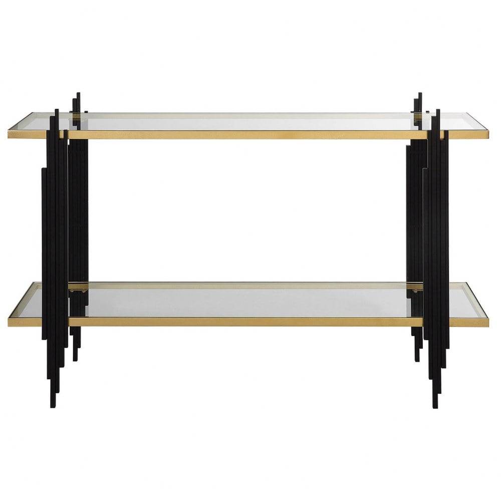 Uttermost Empire Contemporary Iron Metal/Glass Console Table in Gold ...