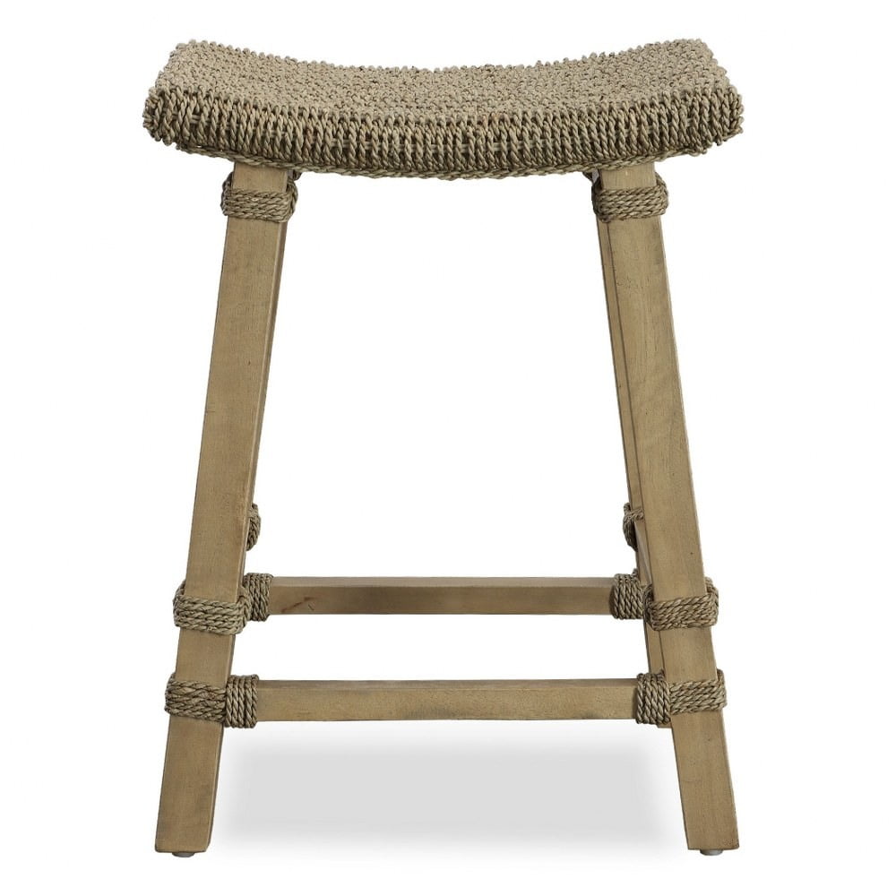 Uttermost Everglade 26.5" Transitional Sea Grass & Wood Counter Stool ...