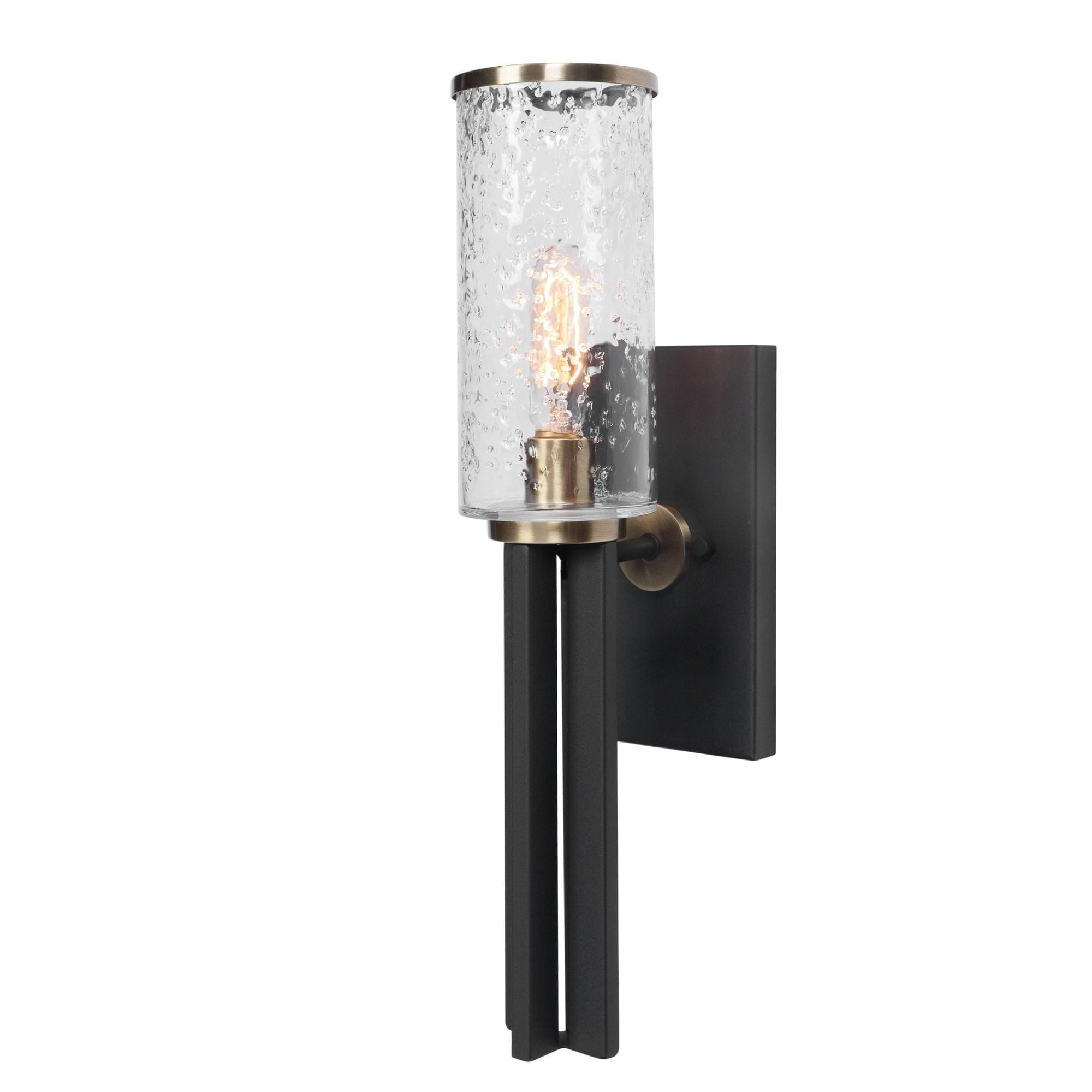Uttermost Jarsdel Farmhouse Steel and Glass Sconce in Sanded Black ...
