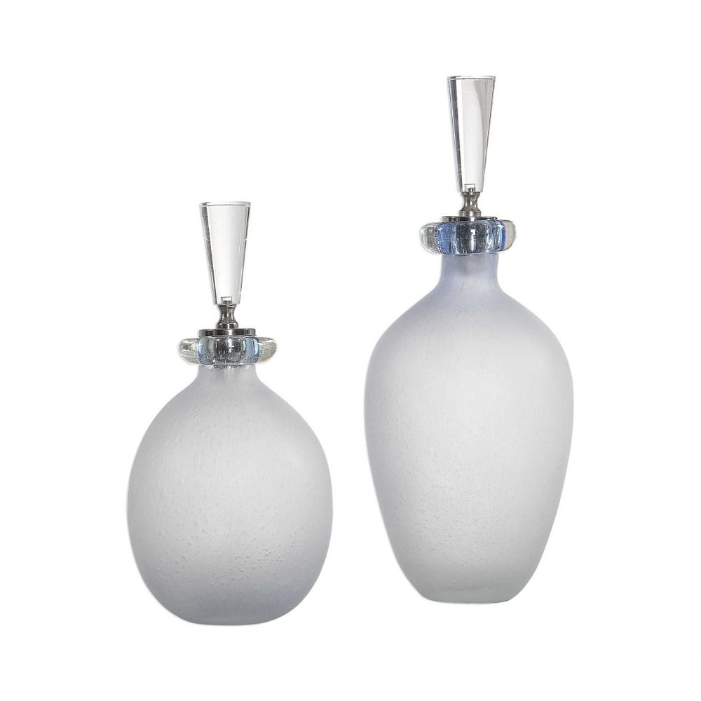 Uttermost Leah 2-Piece Steel Bubble Glass Container Set in Pale Blue ...