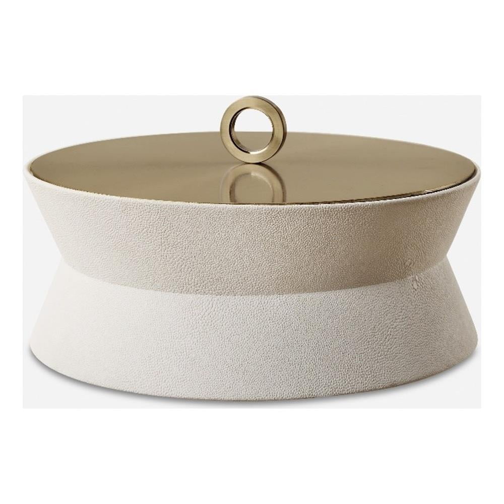 Uttermost Luxe White Shagreen Round Box - Walmart.com