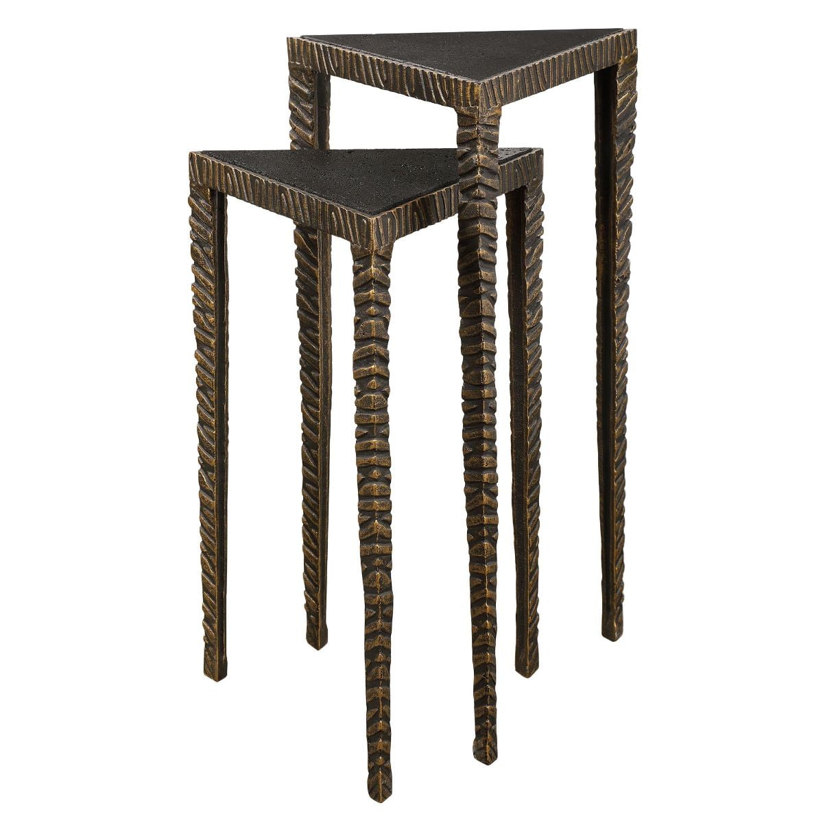 Uttermost Samiria Contemporary Solid Wood Accent Tables in Black/Gold ...