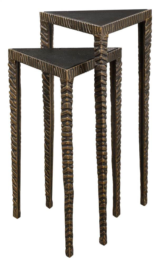 Uttermost Samiria Contemporary Solid Wood Accent Tables in Black/Gold ...