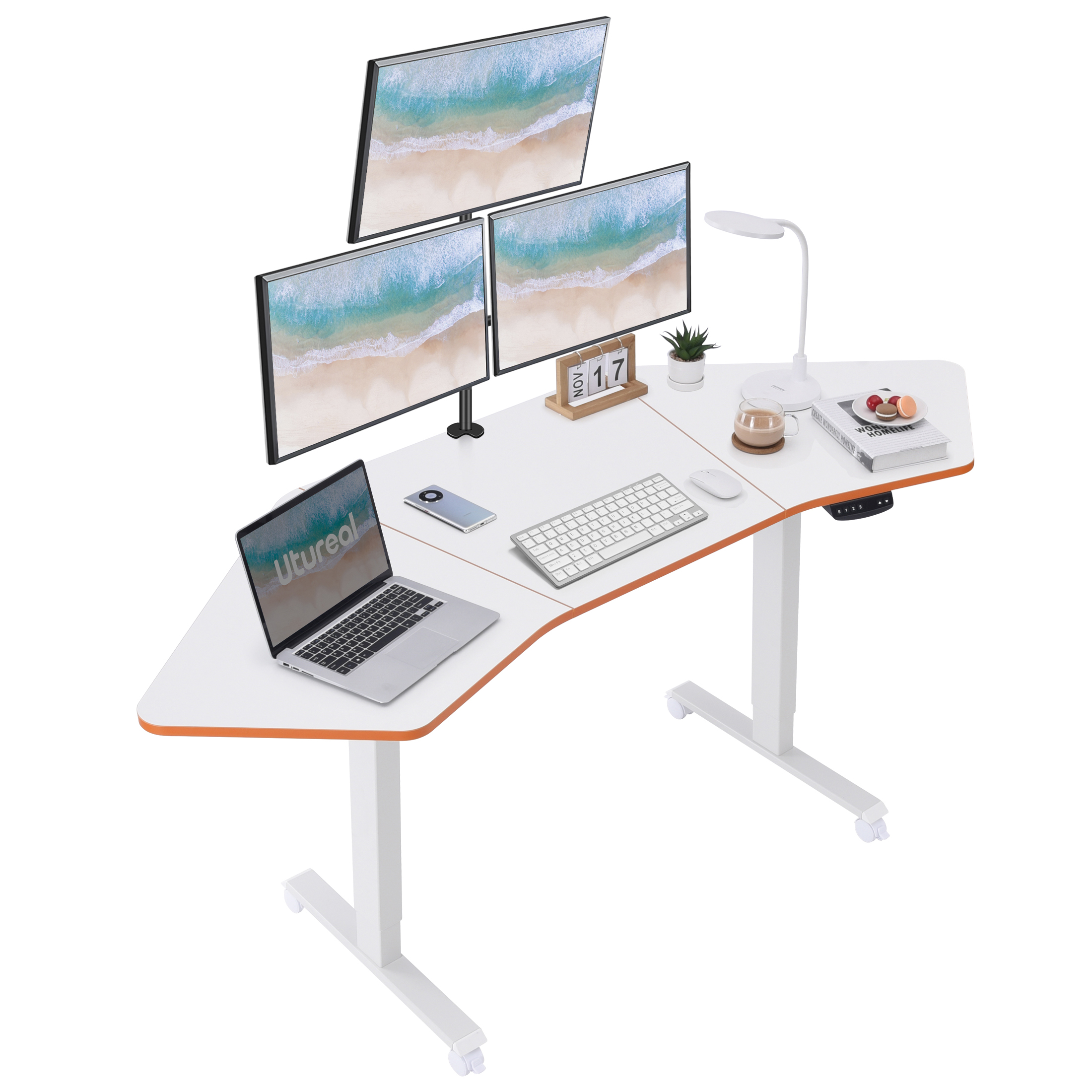 flexpro power 40 inch electric corner desk | 2 level standing desk ...