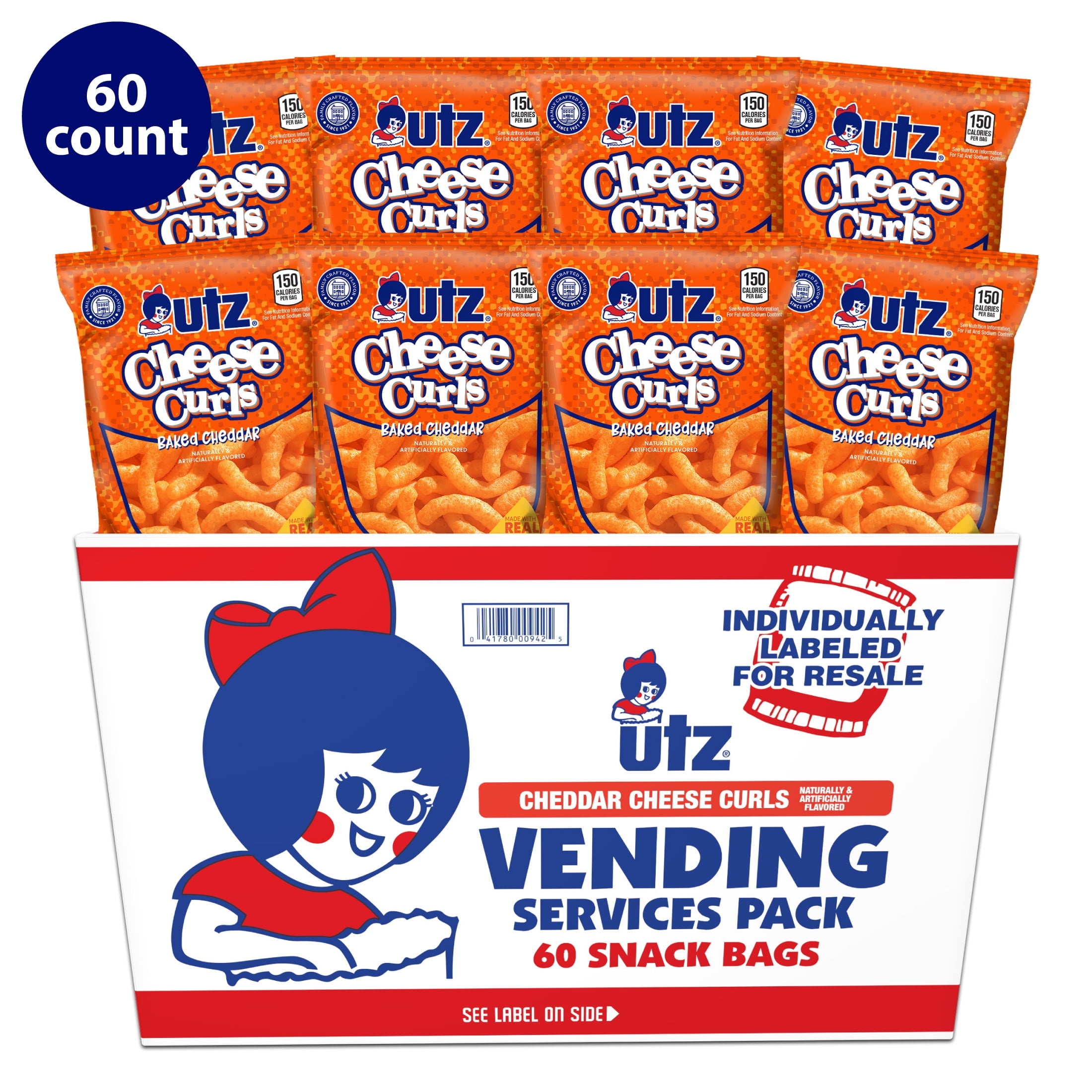 Utz Baked Cheddar Cheese Curls, 60 Count, 1 oz - Walmart.com