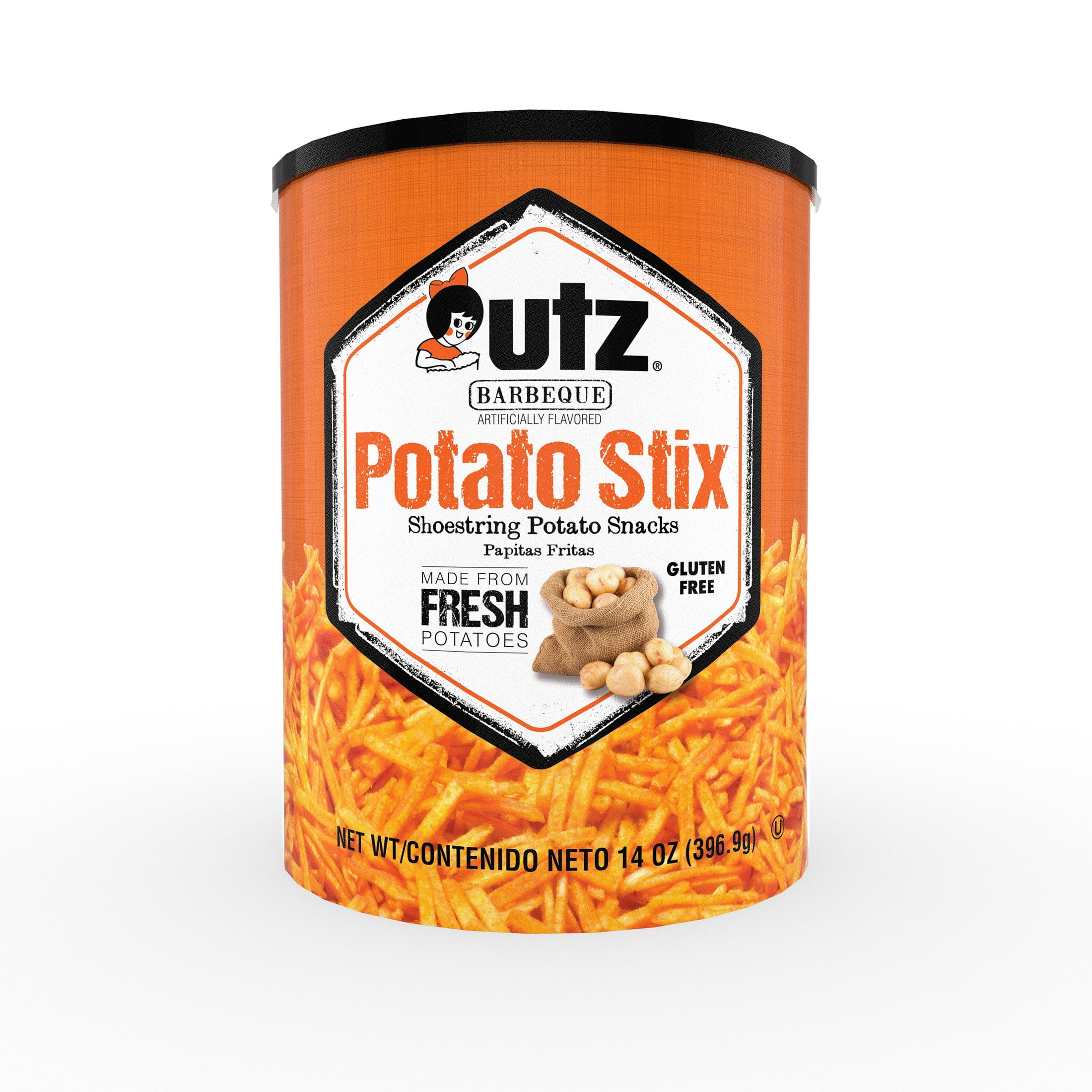 Utz BBQ Potato Stix, Crispy Snacks, Gluten-Free, 14 oz Canister ...