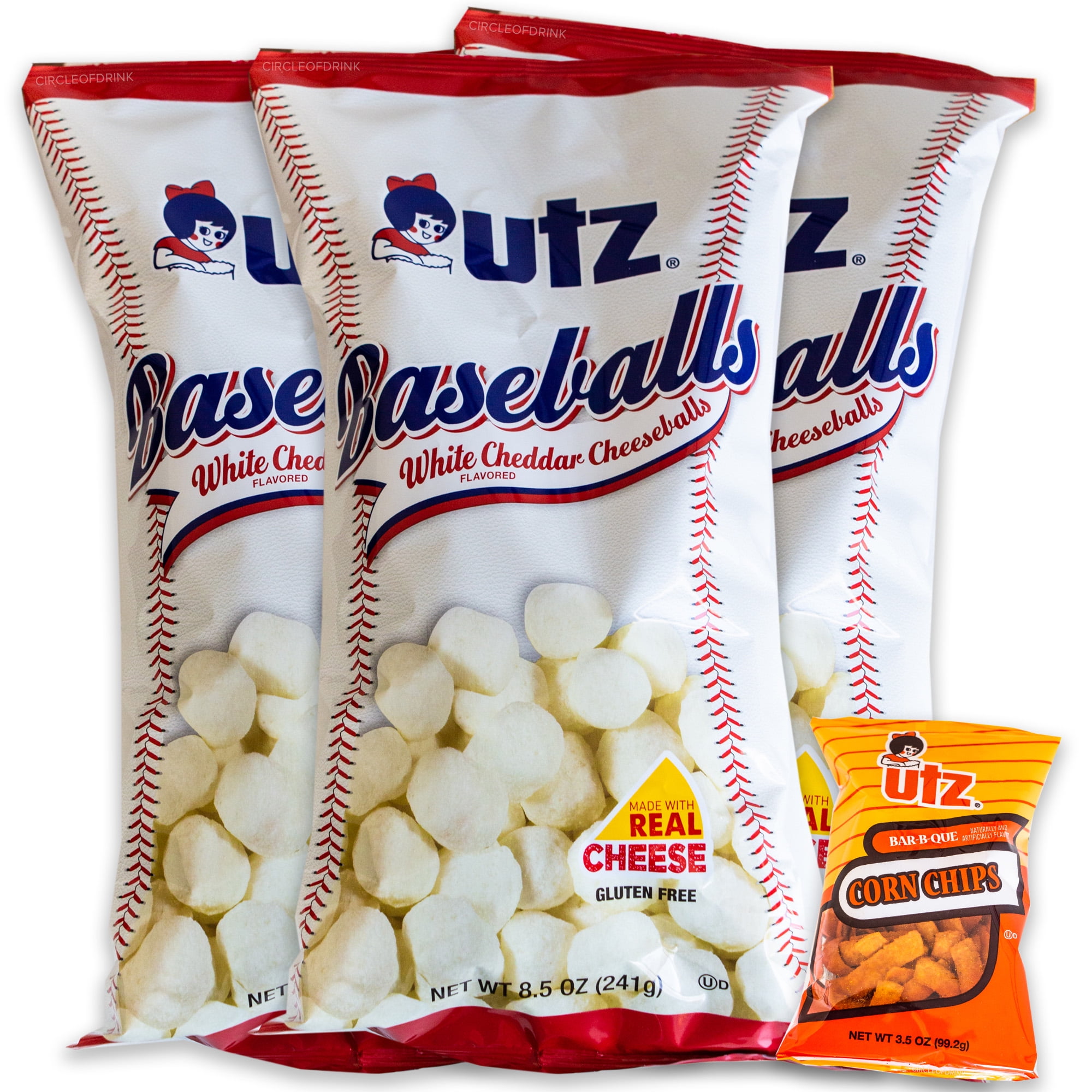 Utz Baseballs White Cheddar Cheese Balls (3, 8.5oz bags) - Variety Pack ...