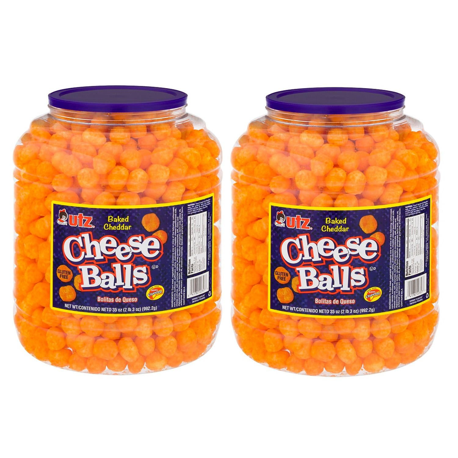 Utz Cheese Ball Barrels 35 oz. (2 pk.) - Crunchy Party Size Snacks ...