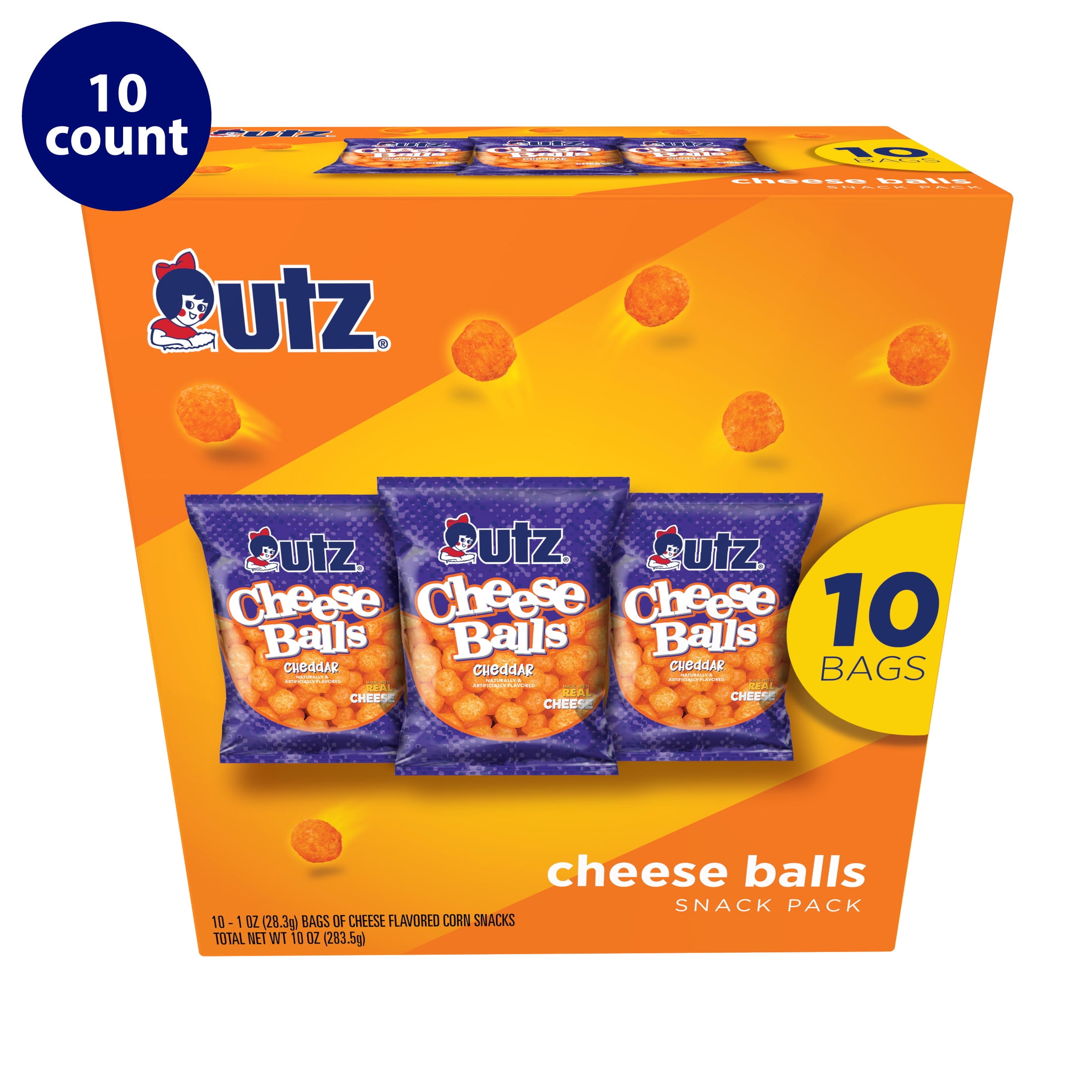 Utz Cheese Balls Snack Pack, Crunchy Individual Size, Multipack, 1 oz ...