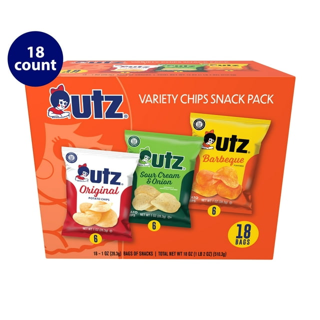 Utz Family Multipack Variety Chip Pack, Gluten-Free Salty Snacks, Lunch ...