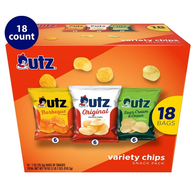 Utz Family Multipack Variety Chip Pack, Gluten-Free Salty Snacks, Lunch ...