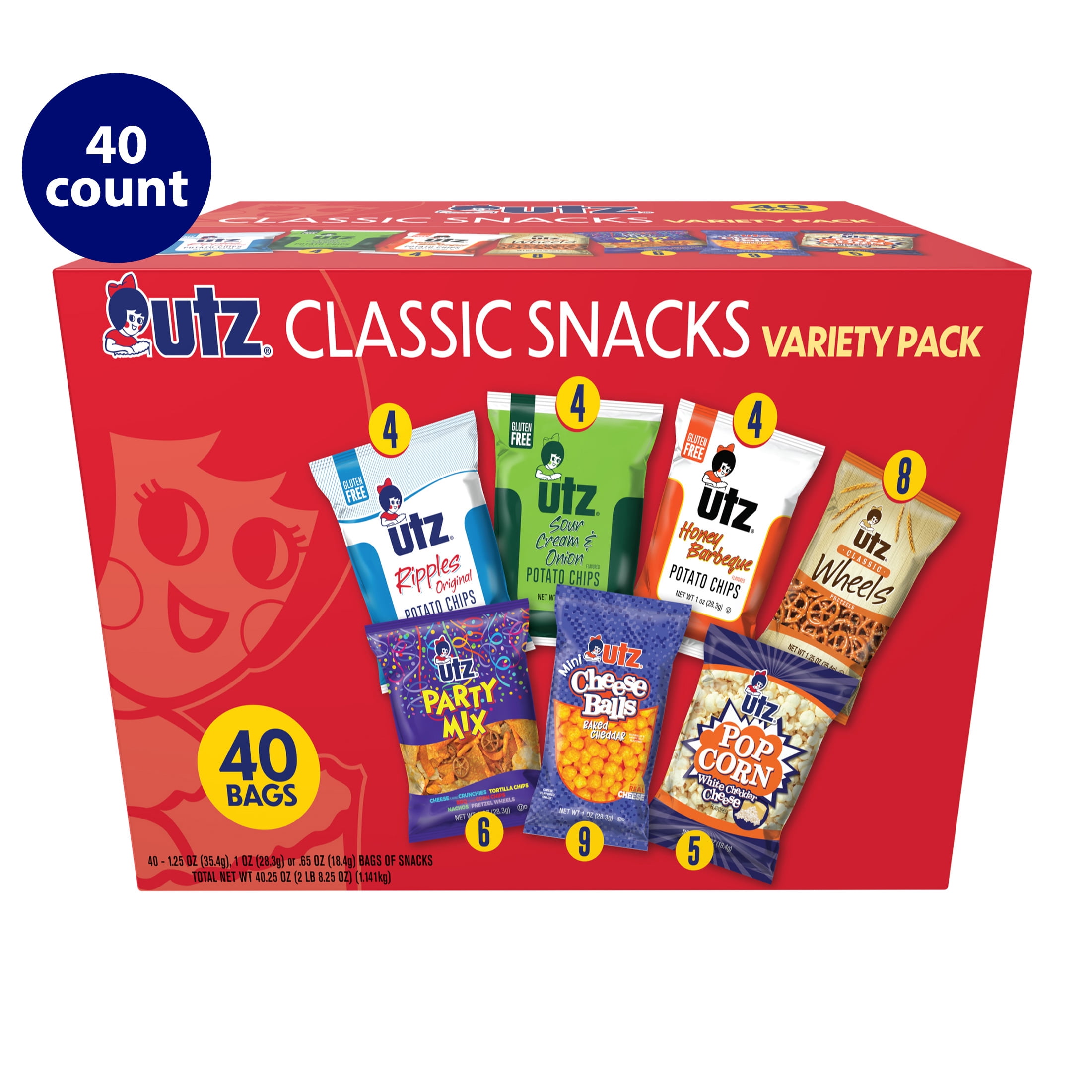 Utz Classics Snack Box, Variety Pack, 1 oz, 40 Count - Walmart.com