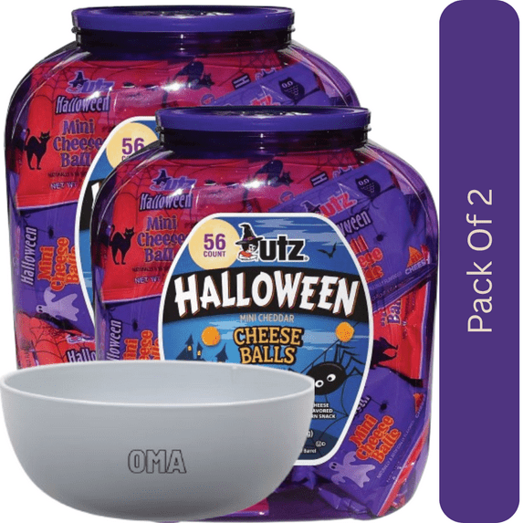 Utz Halloween Mini Cheese Balls Barrel, Cheesy Crunch Snacks, 56 Count ...